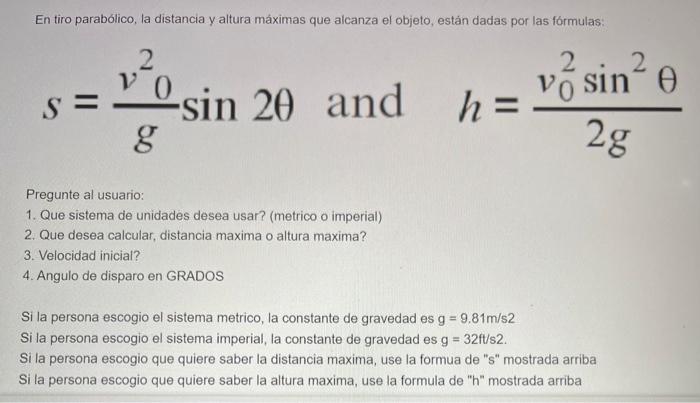 Solved En tiro parabólico, la distancia y altura máximas que | Chegg.com