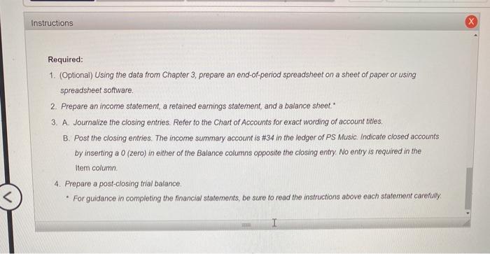 Continuing Problem - Chapter 4 Instructions Chart of | Chegg.com