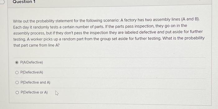 Solved Question 1 Write out the probability statement for | Chegg.com