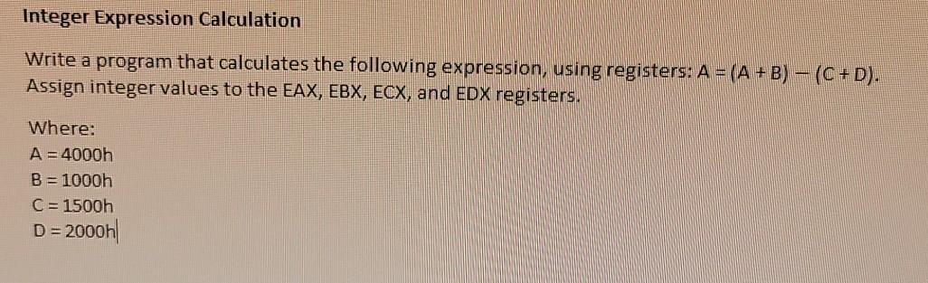 Solved Integer Expression Calculation Write A Program That