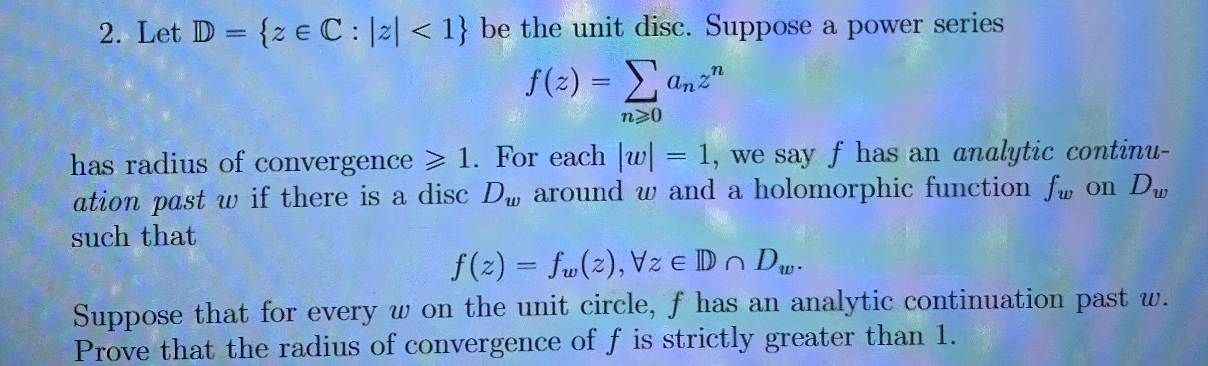 Solved Let D={zinC:|z|
