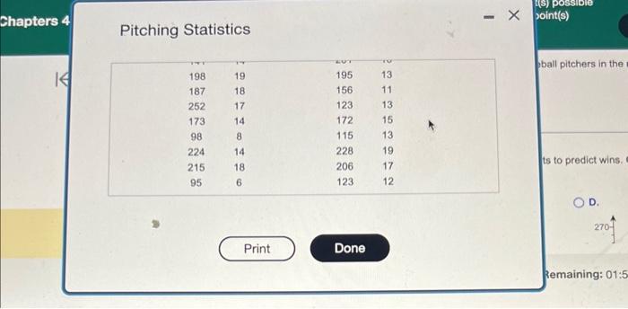 Solved Pitching Statistics ball pitchers in the ts to | Chegg.com