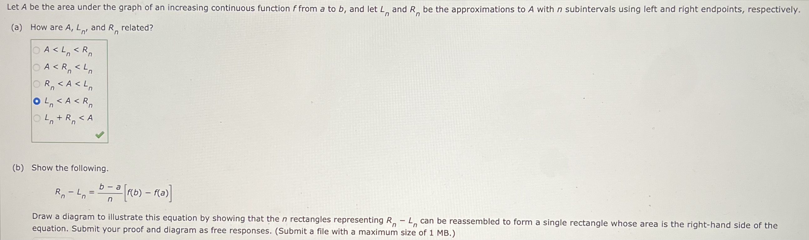 Solved Let A ﻿be the area under the graph of an increasing | Chegg.com