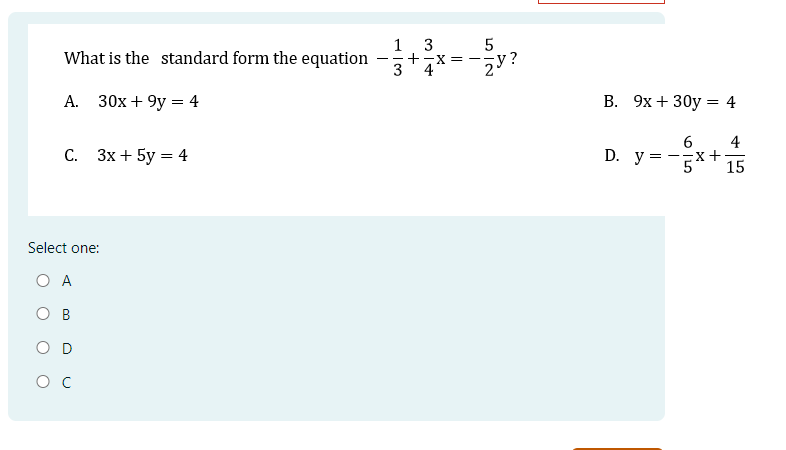 Solved What is the standard form the equation | Chegg.com