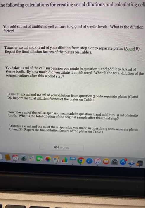 Che following calculations for creating serial | Chegg.com