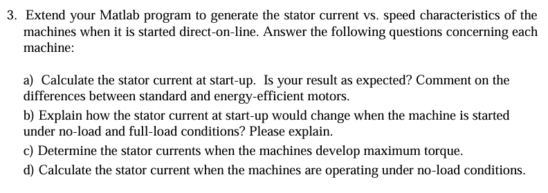 Solved Provide the formula to generate the stator current | Chegg.com
