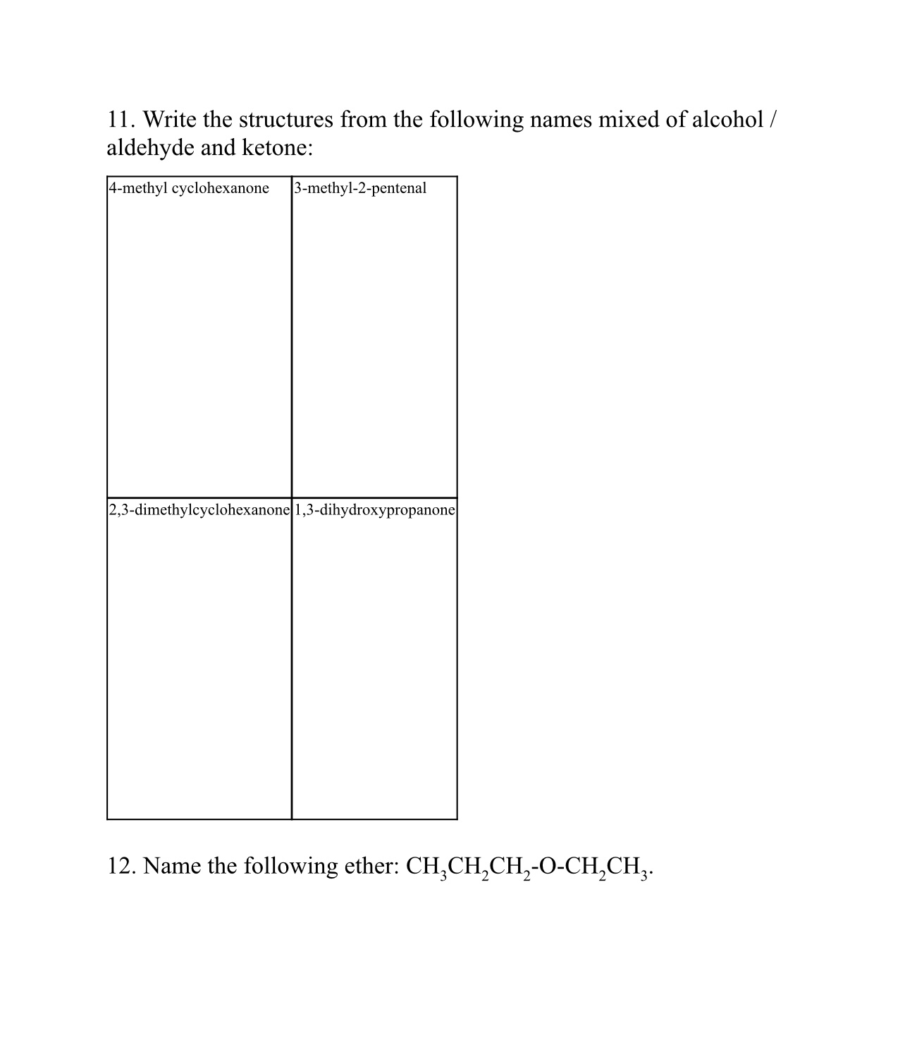 Solved Write the structures from the following names mixed | Chegg.com