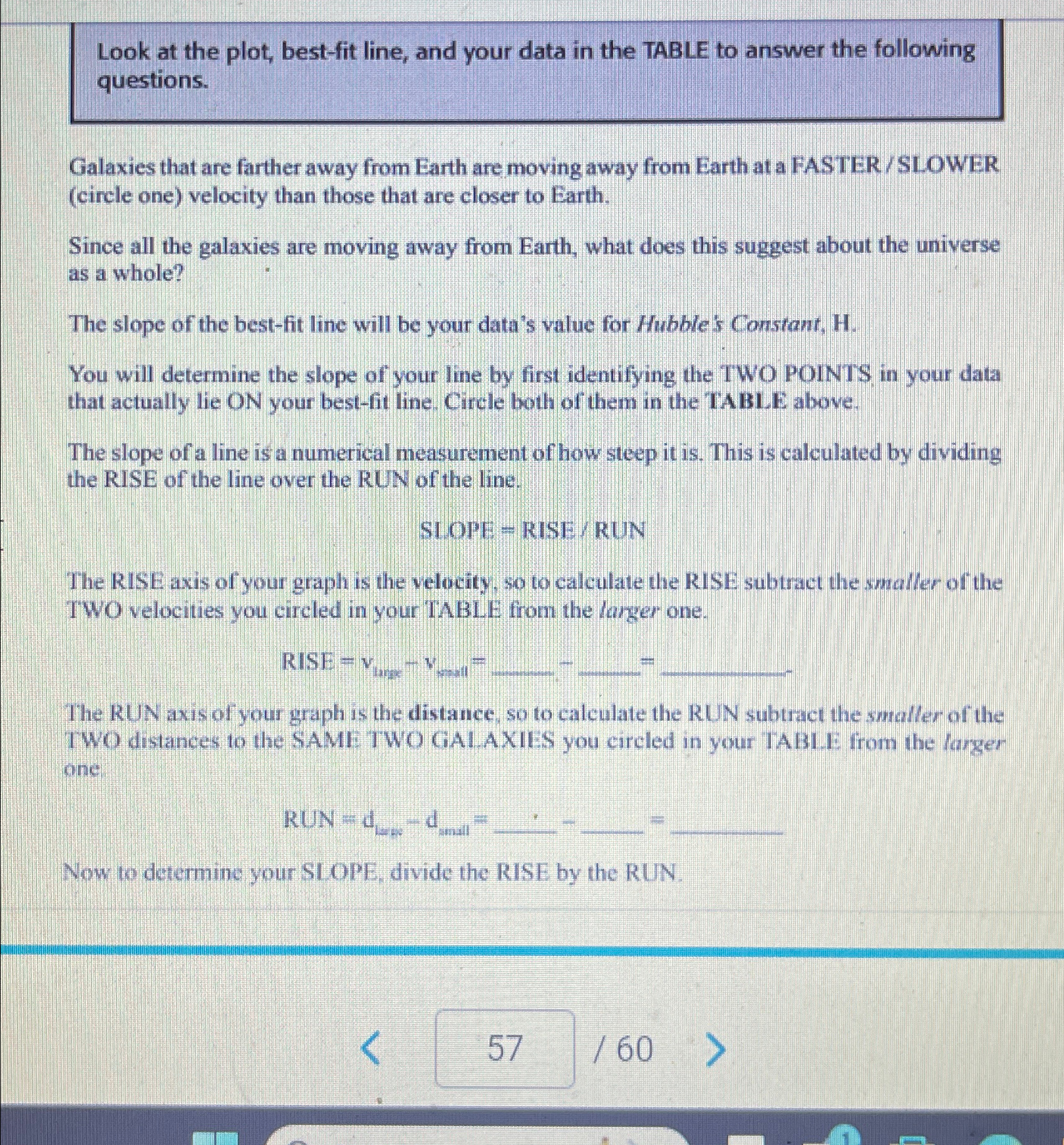 Solved Look at the plot, best-fit line, and your data in the | Chegg.com