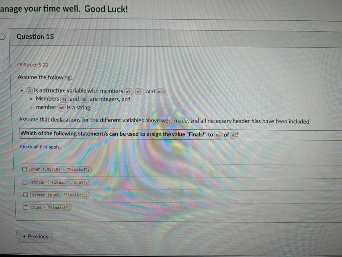 Solved FE-Struct-5.02 Assume the following: - is a structure | Chegg.com