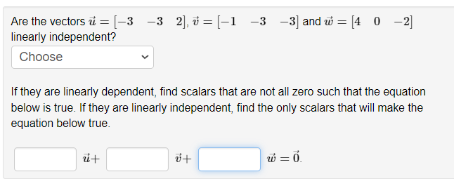 Solved Are the vectors vec(u)=[-3-32],vec(v)=[-1-3-3] ﻿and | Chegg.com
