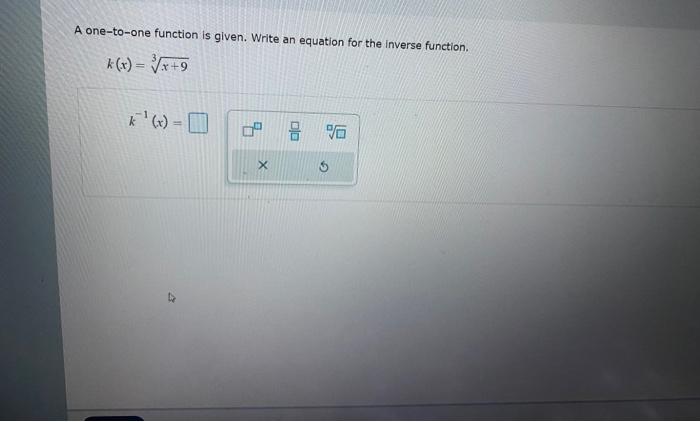 Solved A one-to-one function is given. Write an equation for | Chegg.com