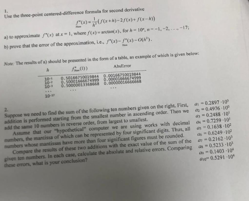 Solved Use the three-point centered-difference formula for | Chegg.com