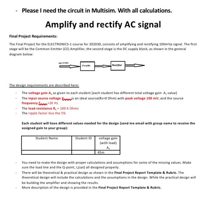 Solved Please I need the circuit in Multisim. With all | Chegg.com
