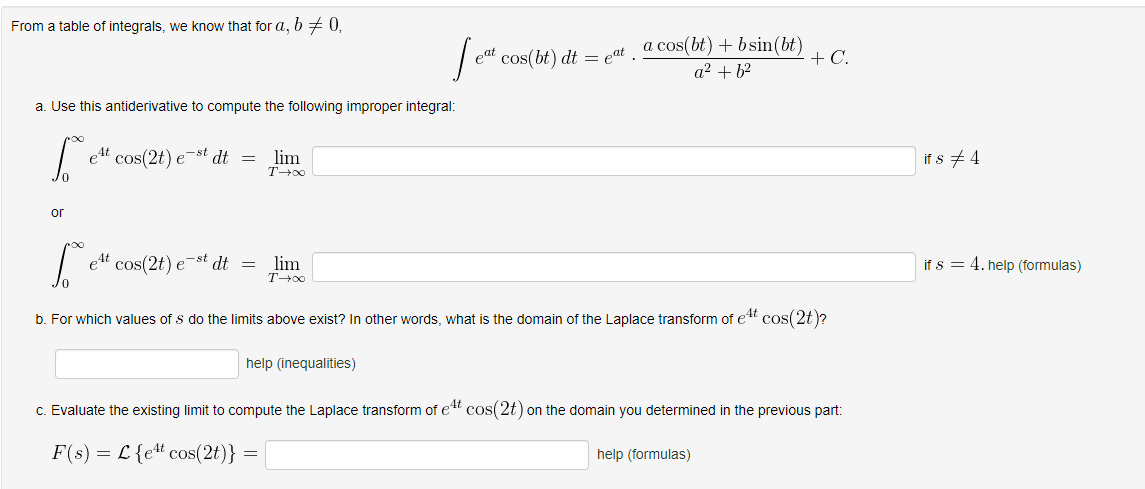 Solved From a table of integrals, we know that for | Chegg.com