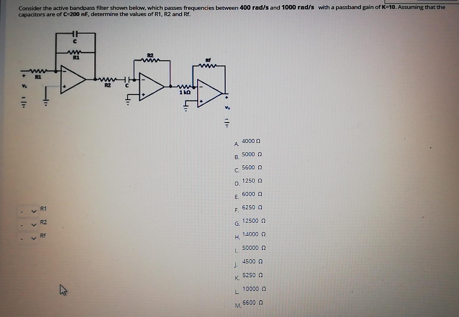Solved Consider the active bandpass filter shown below, | Chegg.com