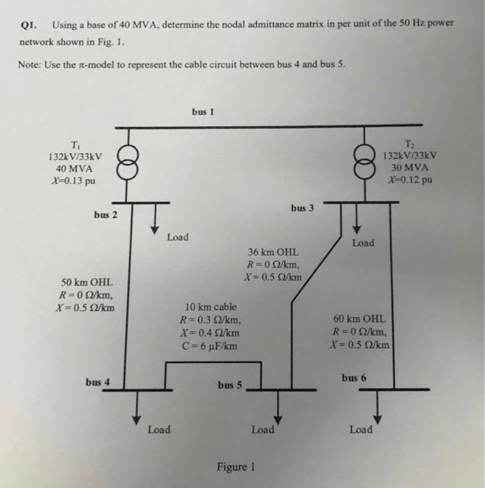 Solved Q1. Using a base of 40 MVA, determine the nodal | Chegg.com
