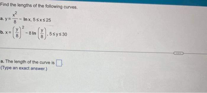 Solved Find the lengths of the following curves. a. | Chegg.com
