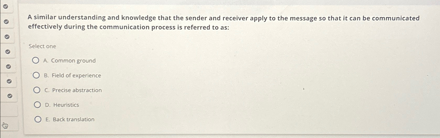 Solved A similar understanding and knowledge that the sender | Chegg.com