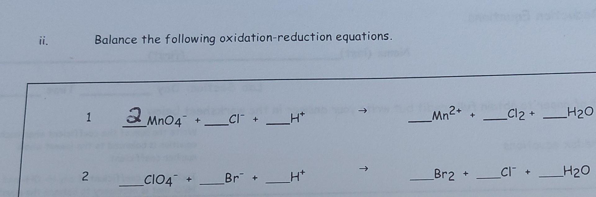 Solved Balance the following oxidation-reduction equations. | Chegg.com