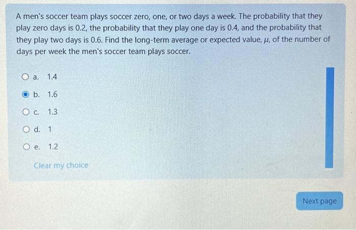 Solved A men's soccer team plays soccer zero, one, or two | Chegg.com