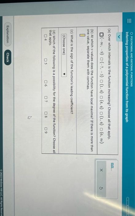 Solved (a) Over which intervals is the function increasing? | Chegg.com