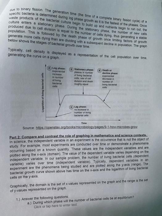 Solved Using Semi-log Graph to Demonstrate Bacterial Cell | Chegg.com