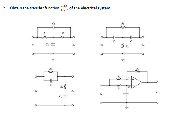 Obtain the transfer function E0(s)Ei(s) ﻿of the | Chegg.com