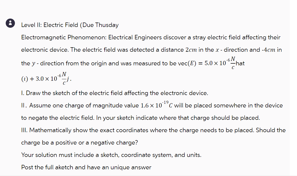 Solved 8 ﻿level Ii Electric Field Due