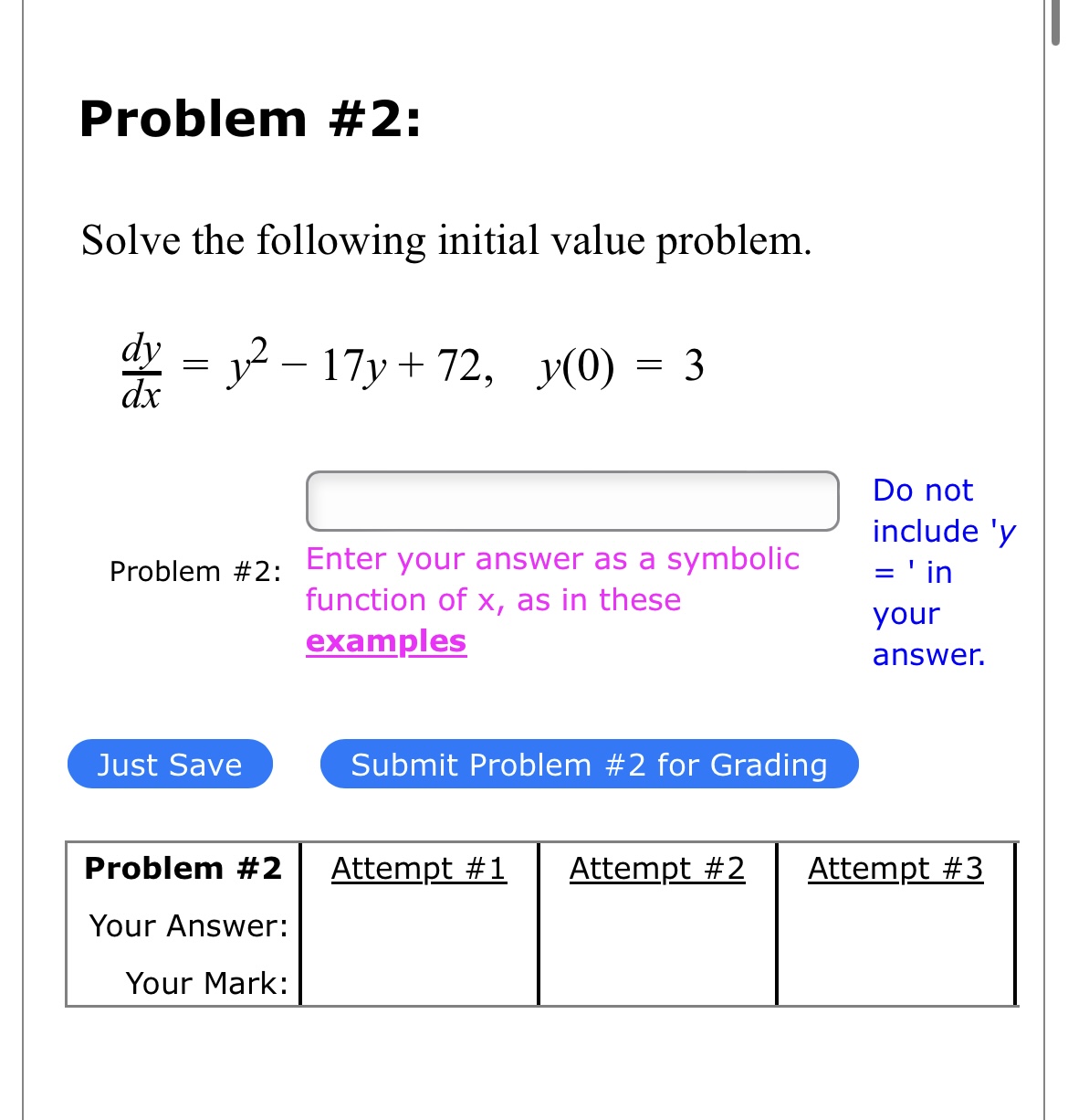 Solved Problem #2:Solve the following initial value | Chegg.com
