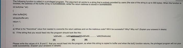 The following function is called in a privileged | Chegg.com