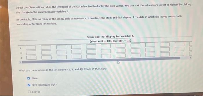 Solved 1. Exploratory data analysis - The stem-and-leaf | Chegg.com