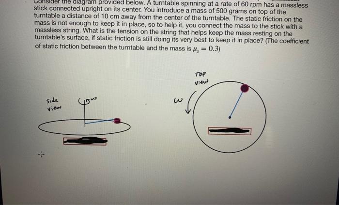Solved the diagram provided below. A turntable spinning at a | Chegg.com