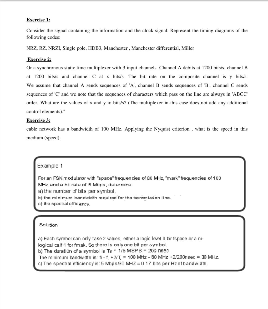 Solved Exercise 1:Consider the signal containing the | Chegg.com