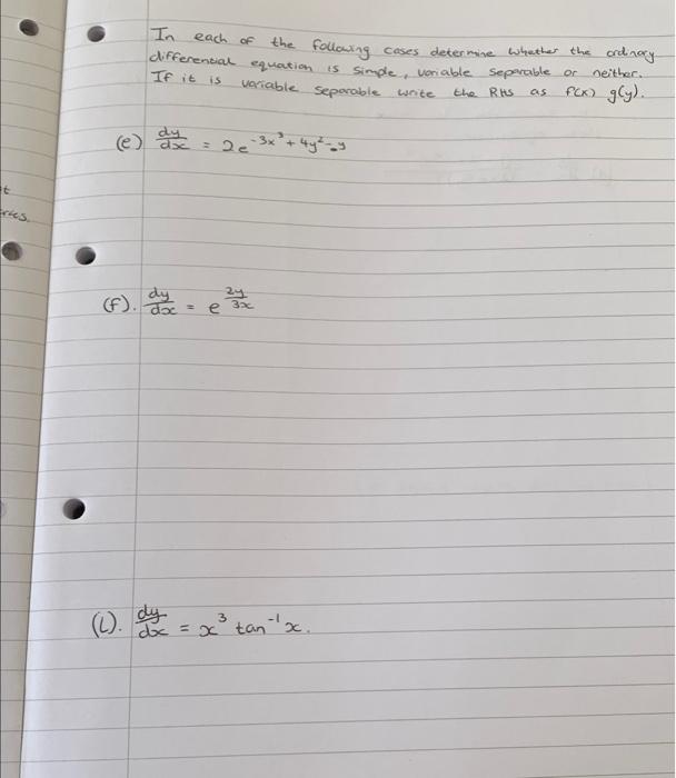 Solved In each of the following cases determine whather the | Chegg.com