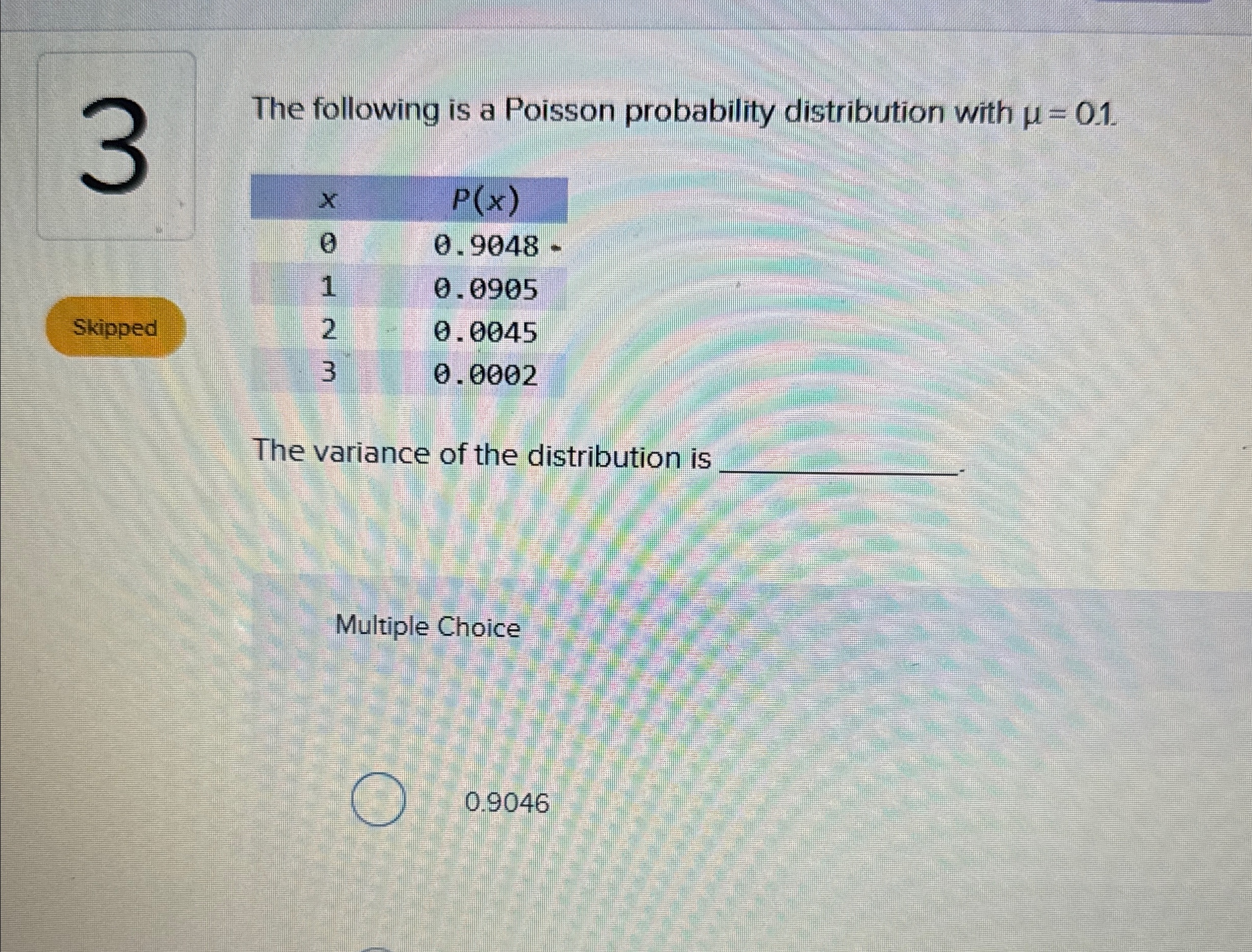 Solved The following is a Poisson probability distribution | Chegg.com