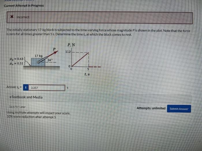 Solved The initially stationary 17−k glock is subjected to | Chegg.com
