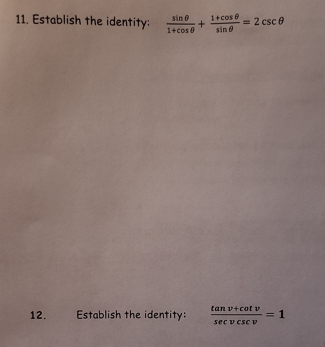 Solved Establish the identity: | Chegg.com