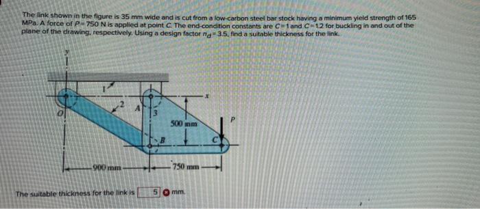 Solved The link shown in the figure is 35 mm wide and is cut | Chegg.com