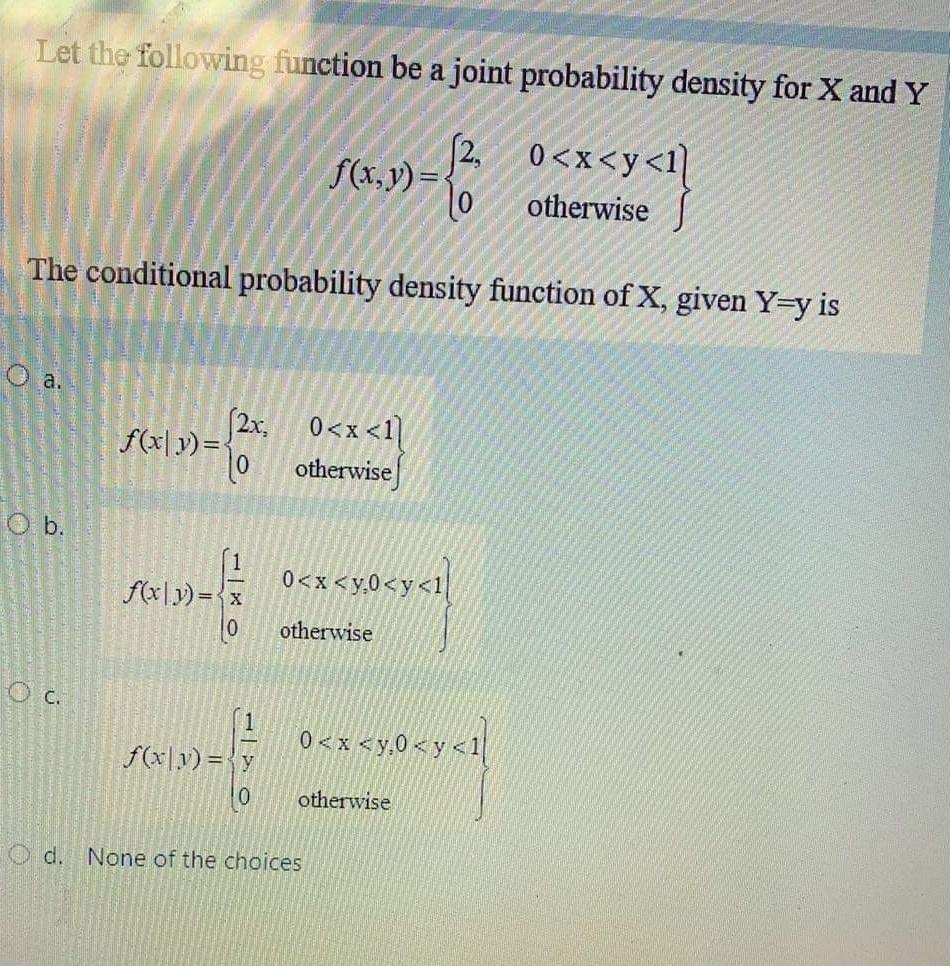 Solved Let the following function be a joint probability | Chegg.com