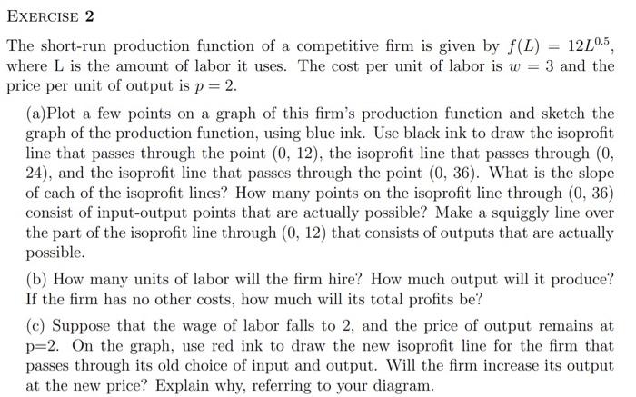 Solved The short-run production function of a competitive | Chegg.com