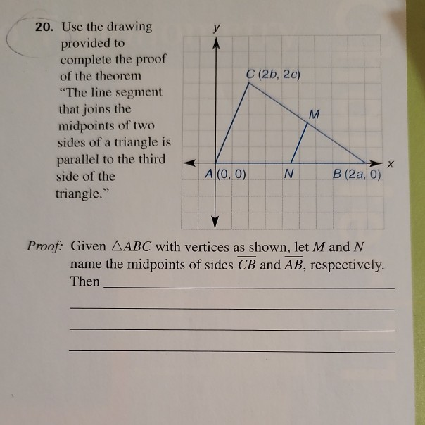 Solved у C (2b, 2c) 20. Use the drawing provided to complete | Chegg.com