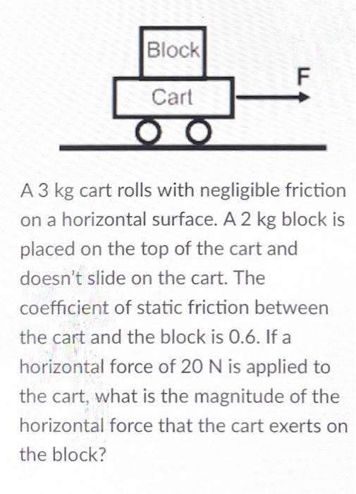Solved Block F Cart A3 kg cart rolls with negligible | Chegg.com