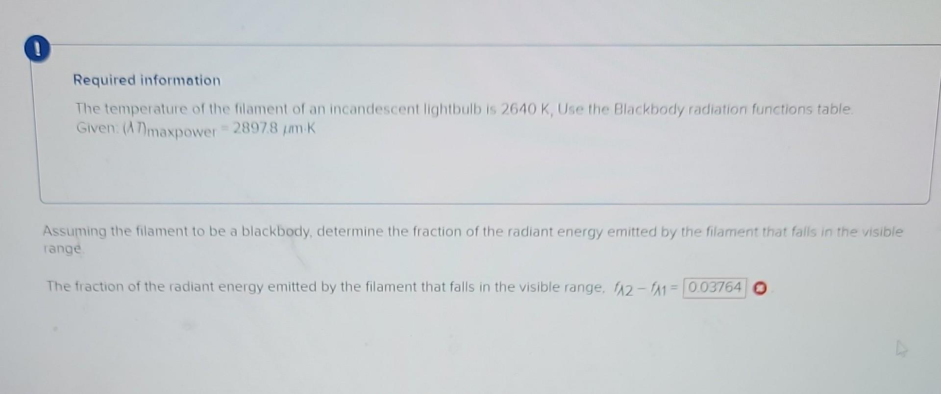 Solved Required information The temperature of the filament | Chegg.com