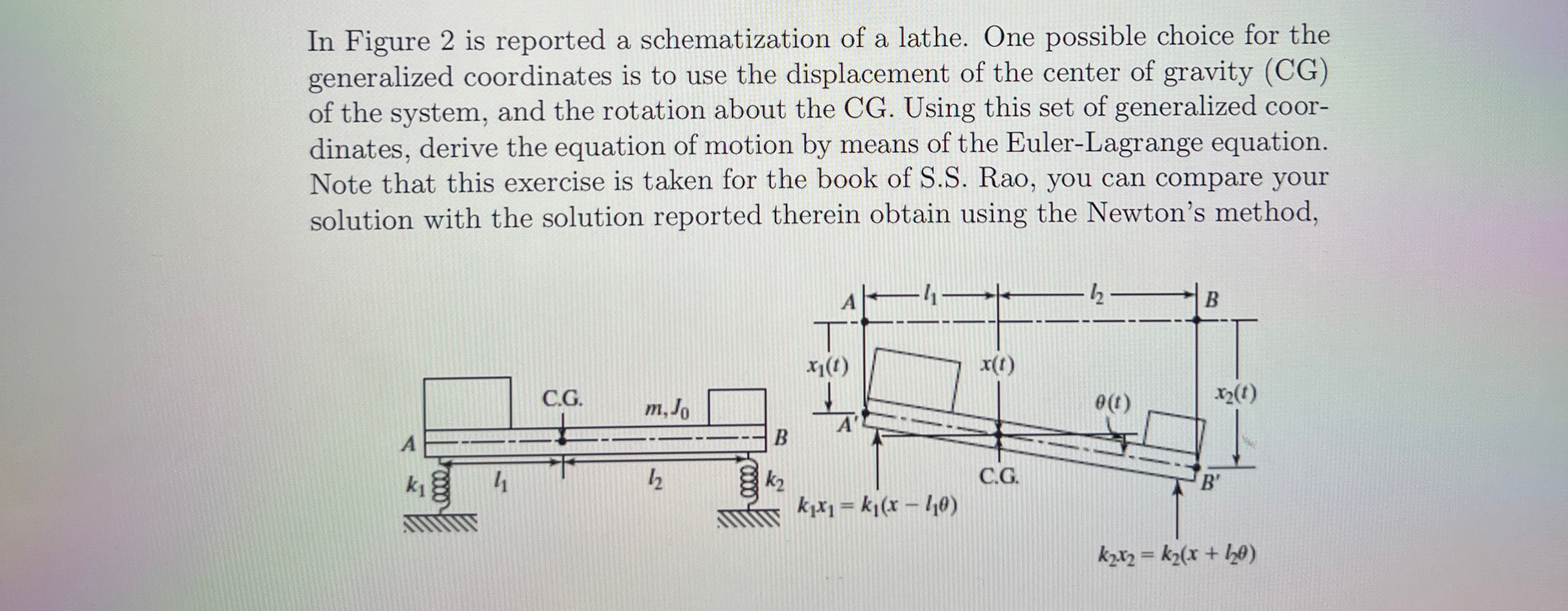 Solved In Figure 2 ﻿is reported a schematization of a lathe. | Chegg.com