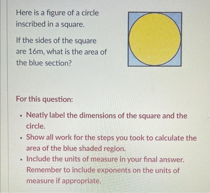 Solved Here is a figure of a circle inscribed in a square. | Chegg.com