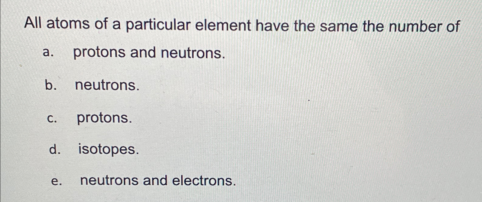 Solved All atoms of a particular element have the same the | Chegg.com