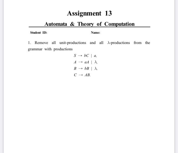 Solved Assignment 13 Automata & Theory of Computation | Chegg.com