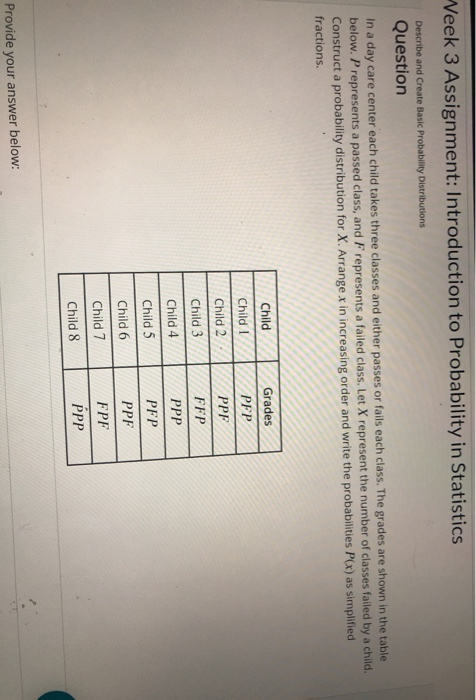 Solved Week 3 Assignment: Introduction to Probability in | Chegg.com