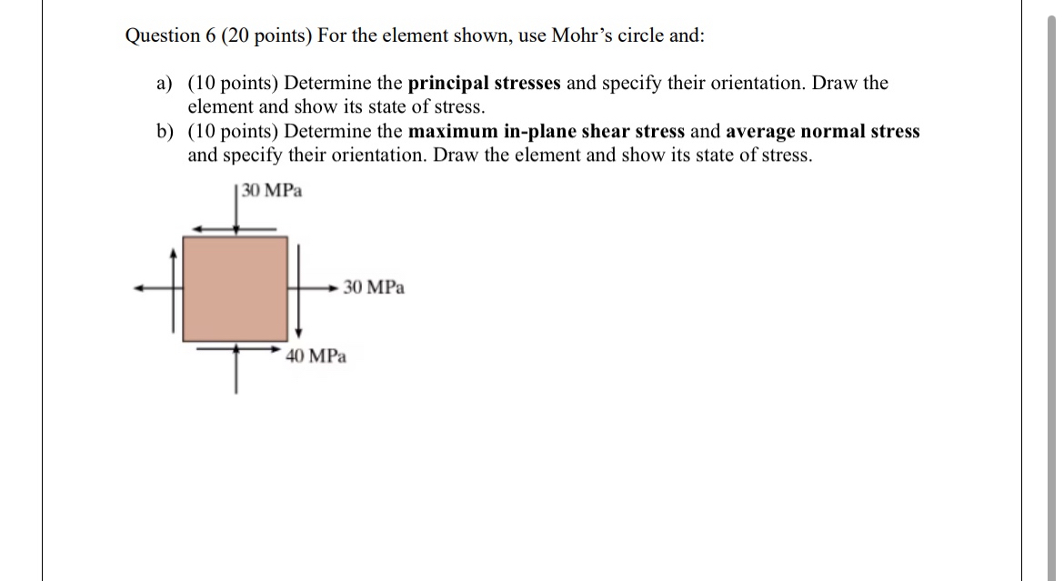 Solved Question 6 (20 ﻿points) ﻿For the element shown, use | Chegg.com