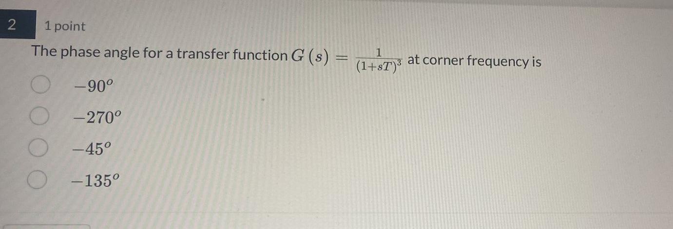 Solved N 1 point The phase angle for a transfer function G | Chegg.com